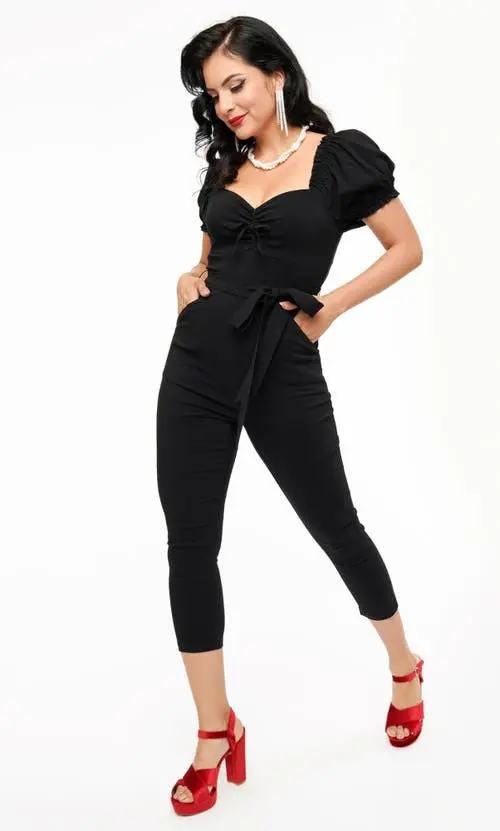 Unique Vintage Belted Jumpsuit