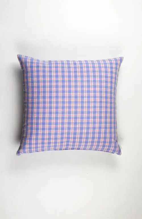 ARCHIVE NEW YORK Handwoven Classic Gingham Square Cotton Throw Pillow - Blue