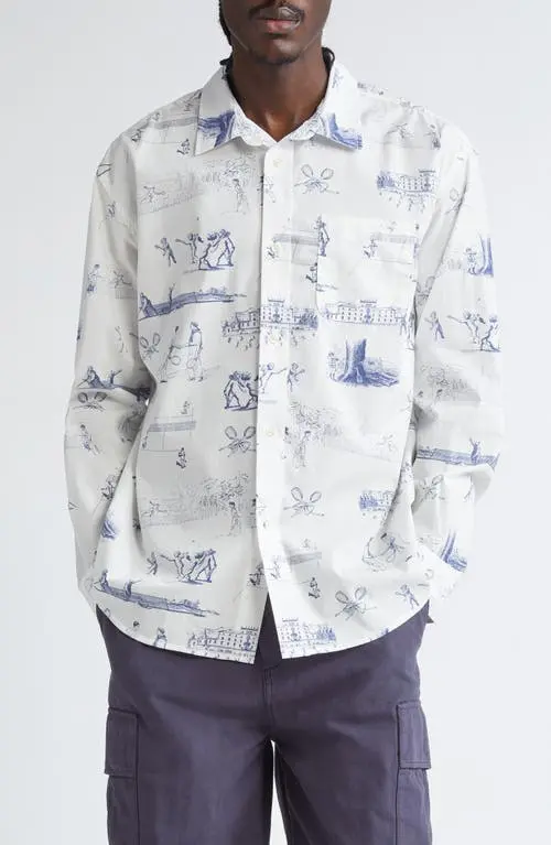 PALMES Tennis Print Cotton Poplin Button-up Shirt