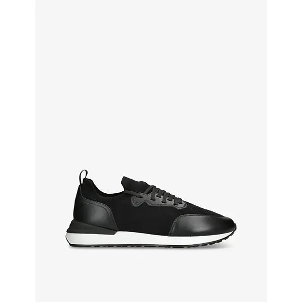 Magnanni Grafton Mixed-material Knitted Low-top Trainers - Black