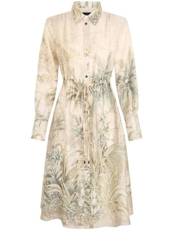 Liu Jo Floral-print Midi Shirt Dress - Neutrals