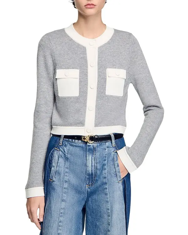 Sandro Two Tone Cardigan - Grey