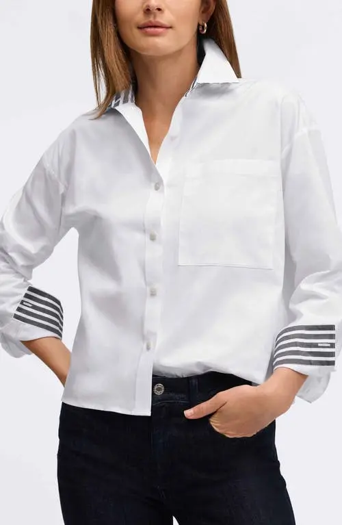 Foxcroft Marina Cotton Button-up Shirt - White