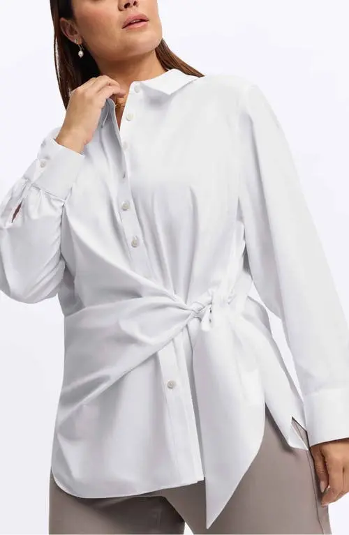 Foxcroft Sabine Side Tie Shirt - White