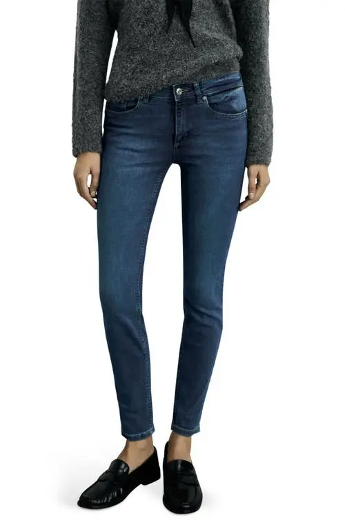 Mango Low Rise Skinny Jeans - Dark Blue