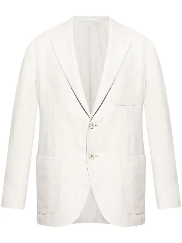 Eleventy Striped Pattern Blazer - White