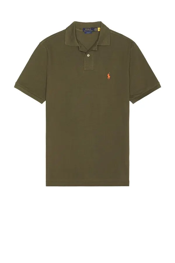 Ralph Lauren Mesh Short Sleeve Polo In Olive - Canopy Olive