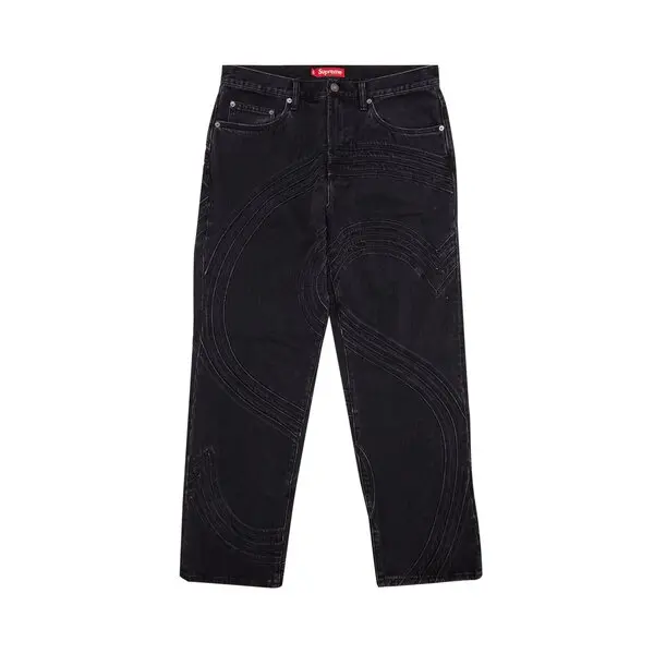 Supreme S Logo Loose Fit Jeans - Black