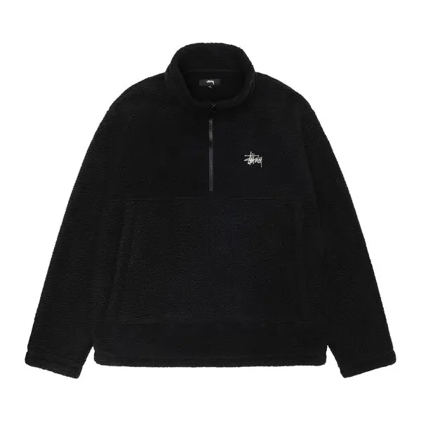 StÜssy Polar Fleece Half Zip Mock Neck - Black