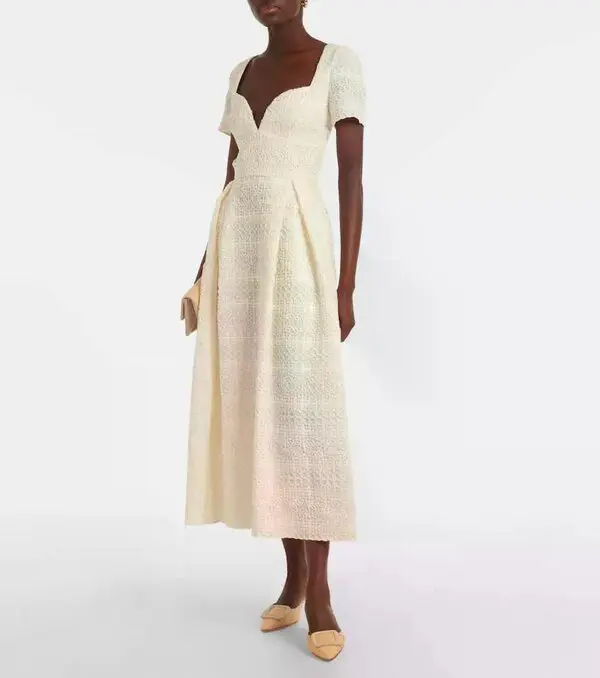 Elie Saab Macramé Midi Dress - White