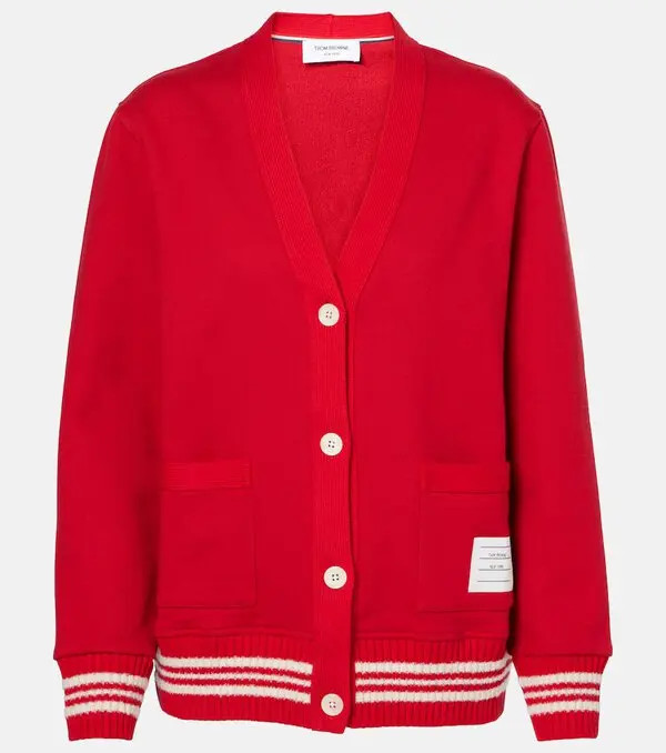 Thom Browne 4-bar Bouclé-trimmed Cardigan