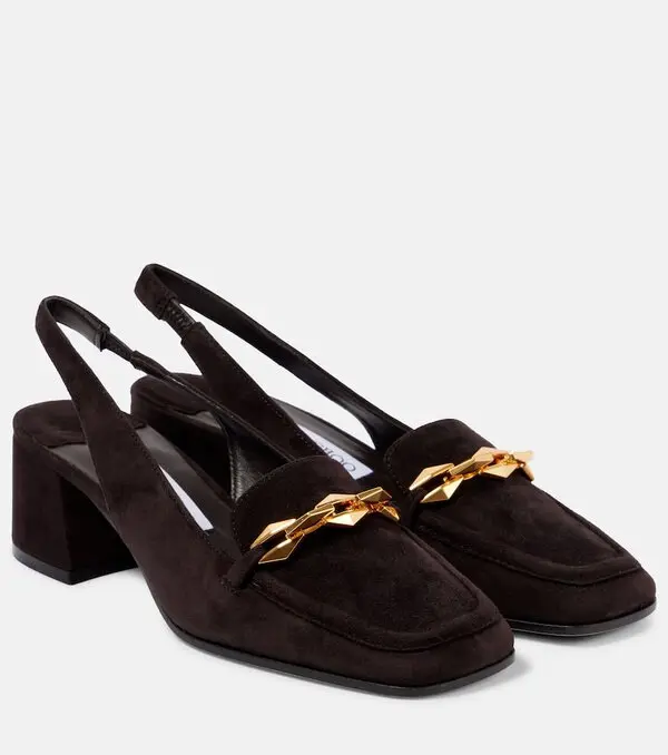 JIMMY CHOO Diamond Tilda 45 Suede Slingback Pumps - Brown
