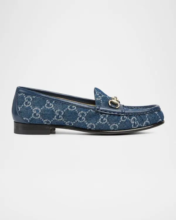 Gucci 1953 Horsebit Monogram Denim Loafers - Denim Azure Blue