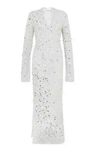 white christmas dresses Paris Georgia Silver Vera Embellished Dress and Shrug Metallic / M