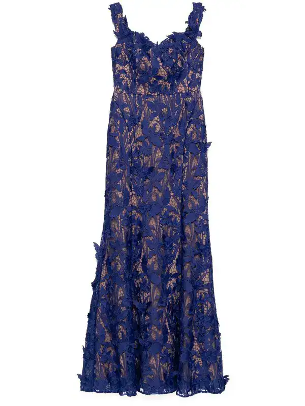 Marchesa Lace Gown In Blue - 70% Off | Editorialist