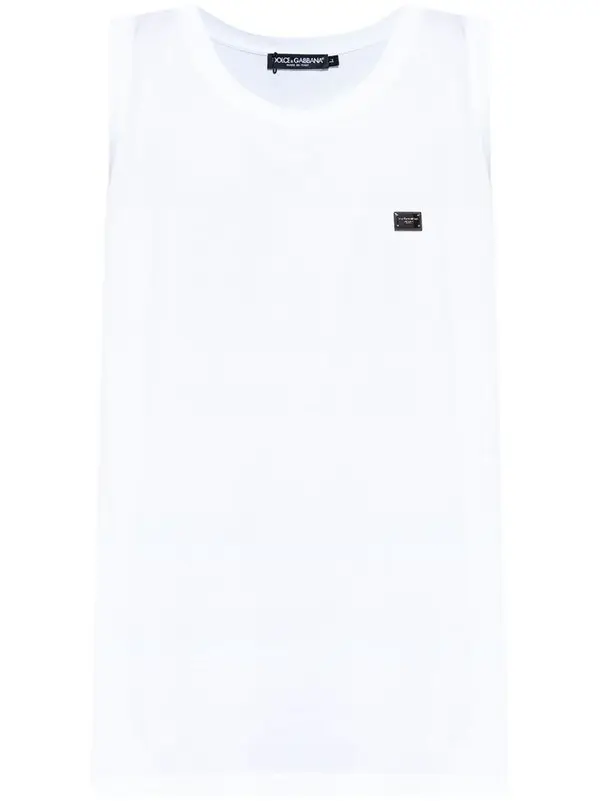 Dolce & Gabbana Logo-patch Tank Top - White