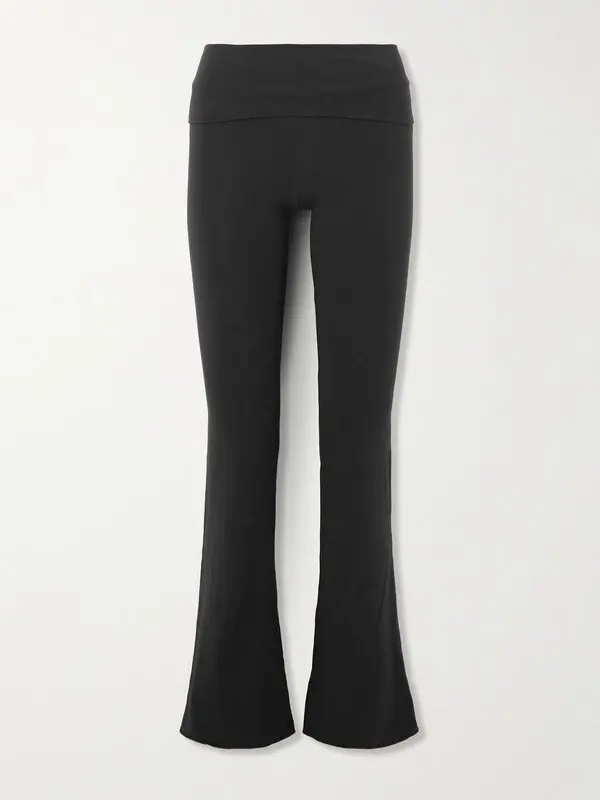 SKIMS Stretch-cotton Jersey Foldover Pants - Black