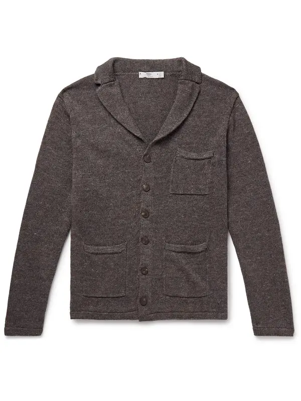 Inis Meáin Linen Pub Jacket Cardigan - Gray