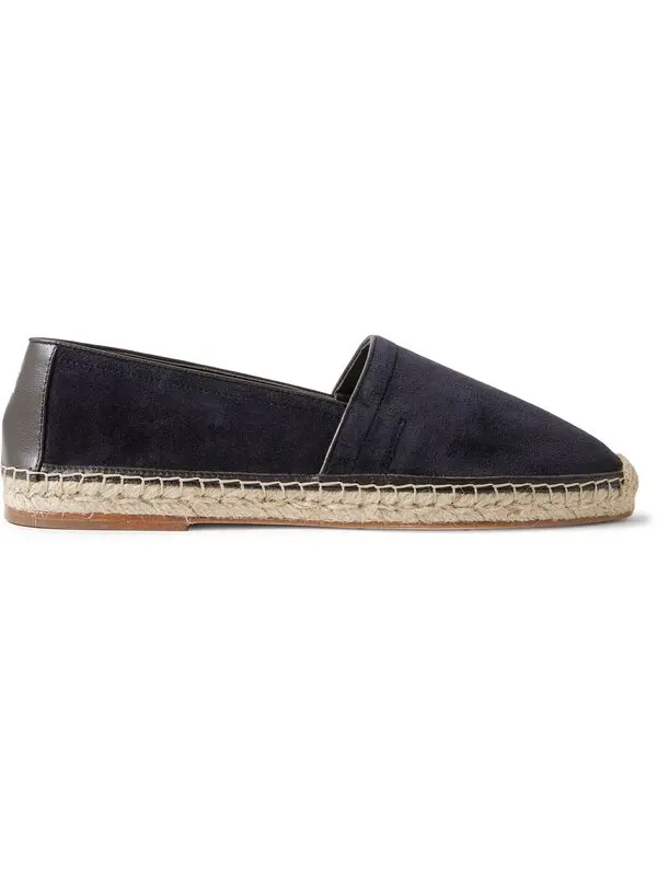 Brunello Cucinelli Leather-trimmed Suede Espadrilles