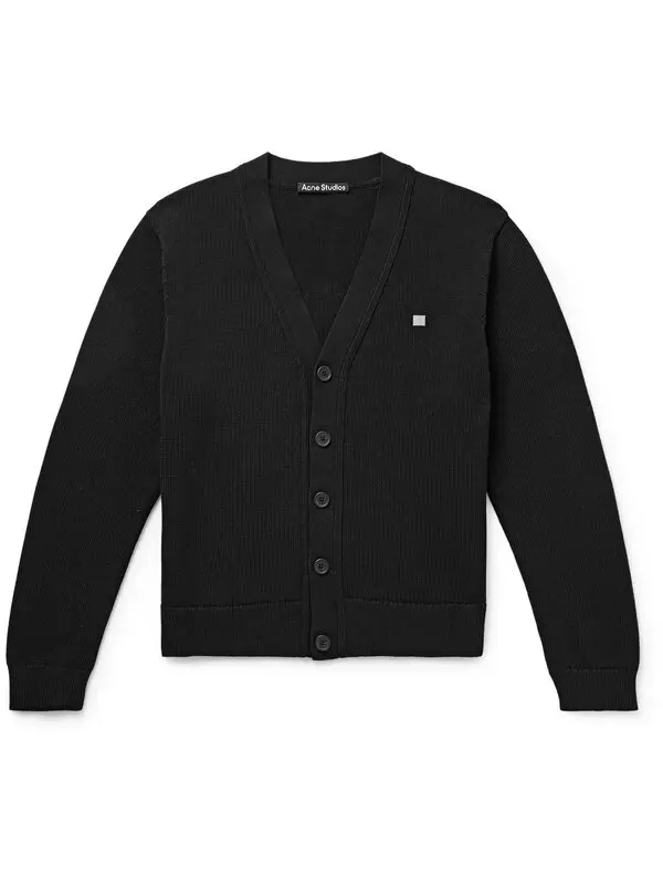 Acne Studios Logo-appliquéd Ribbed Cardigan
