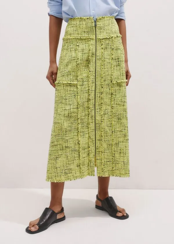 ME+EM Tweed A-line Midi Skirt With Zip
