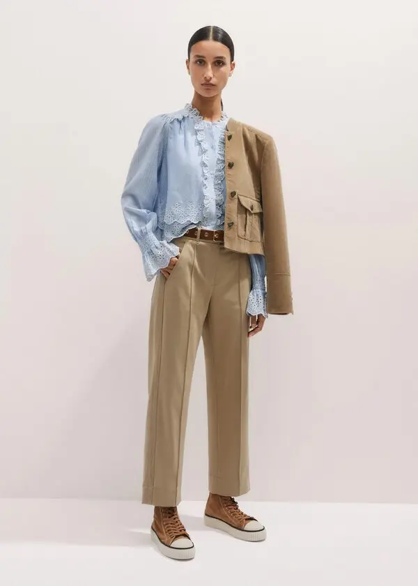 ME+EM Side Stripe Crop Trousers - Camel
