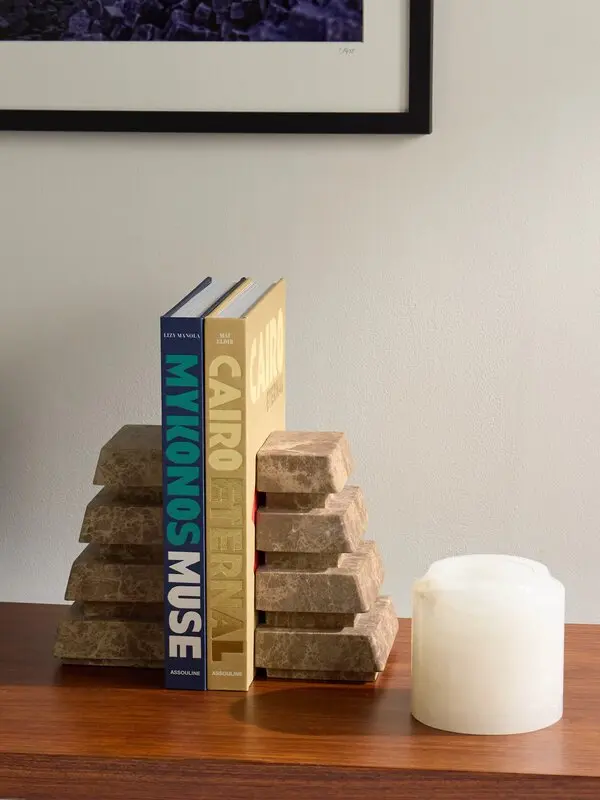 SOHO HOME Alderman Set Of Two Emperador Marble Bookends