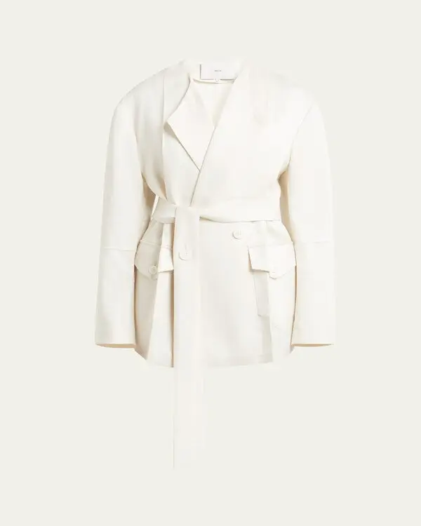 SETCHU No Collar Belted Wool Jacket