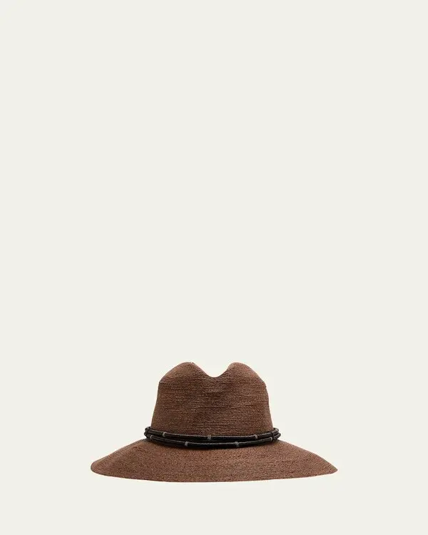 Brunello Cucinelli Hemp Fedora With Leather Trim - Hemp Hat W Leather Trim