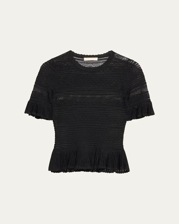 Ulla Johnson Flora Semi-sheer Textural Knit Top - Noir