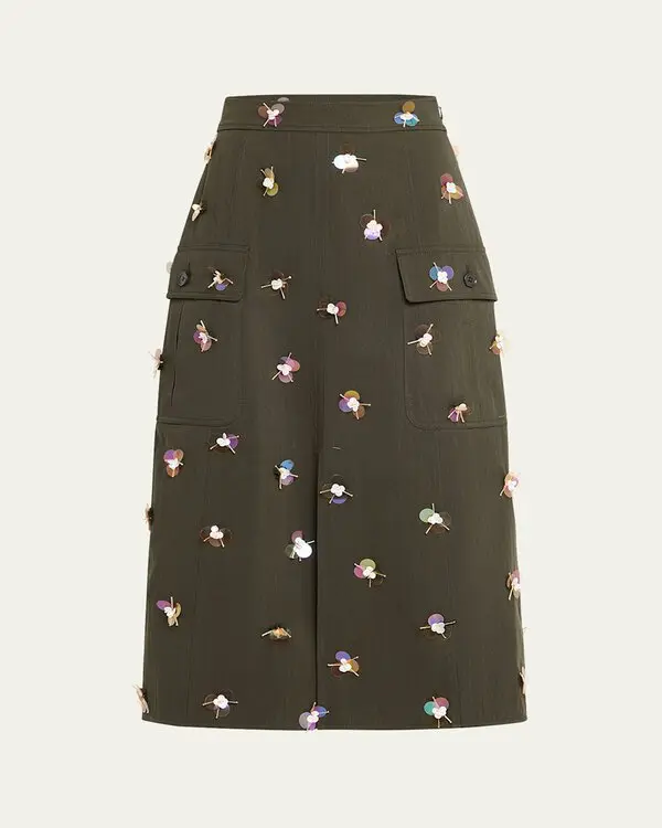 Ulla Johnson Rhodes Sequined Midi Skirt - Cypress