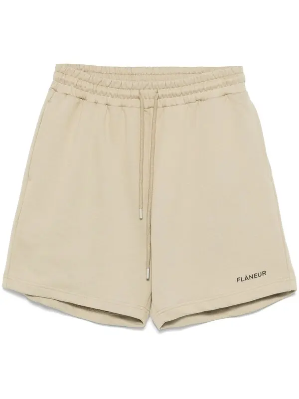 FLANEUR Rubberised-logo Shorts - Neutrals