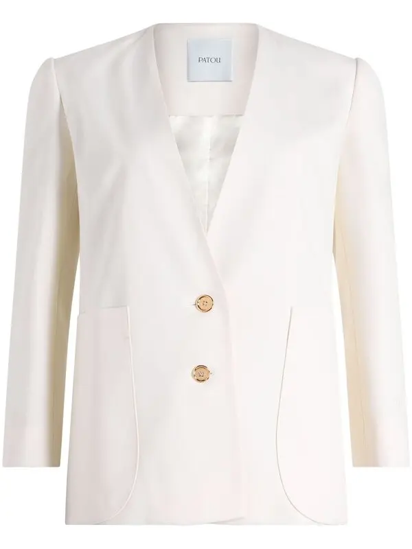 Patou Collarless Twill Jacket - White