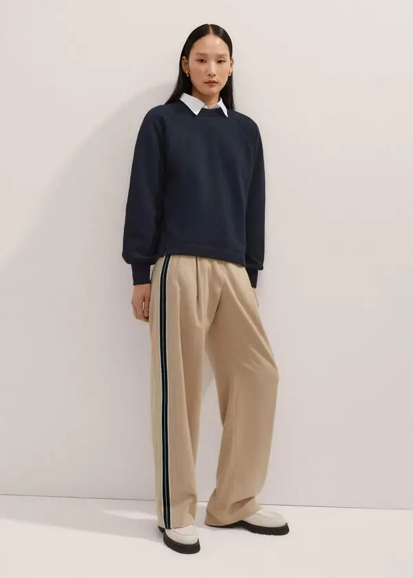 ME+EM Flannel Side Stripe Pant - Latte Melange