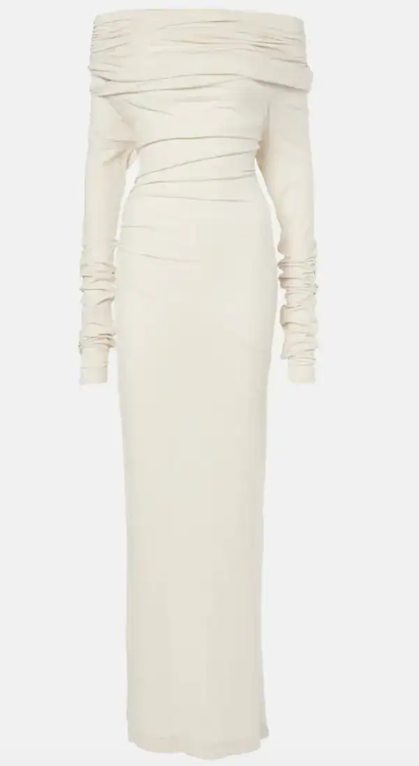 Entire Studios Off-Shoulder Jersey Maxi Dress - Off-White | Editorialist