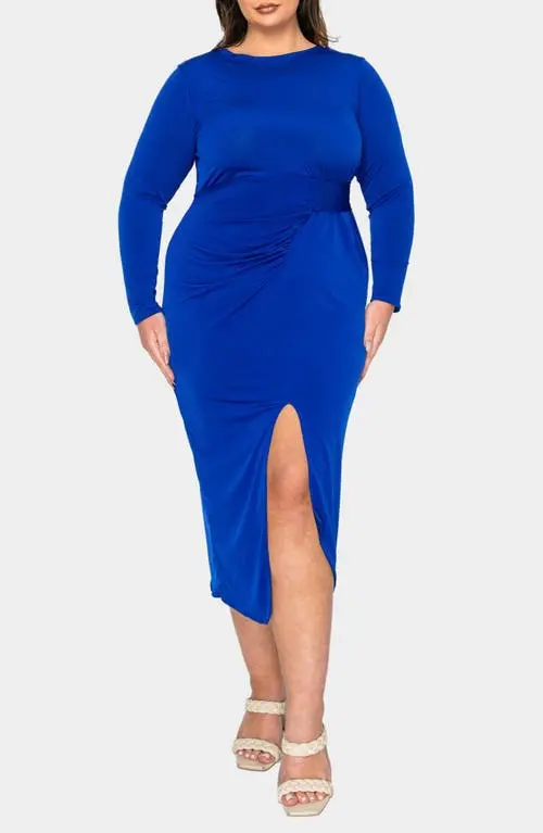 L I V D Estelle Ruched Body-con Midi Dress - Royal