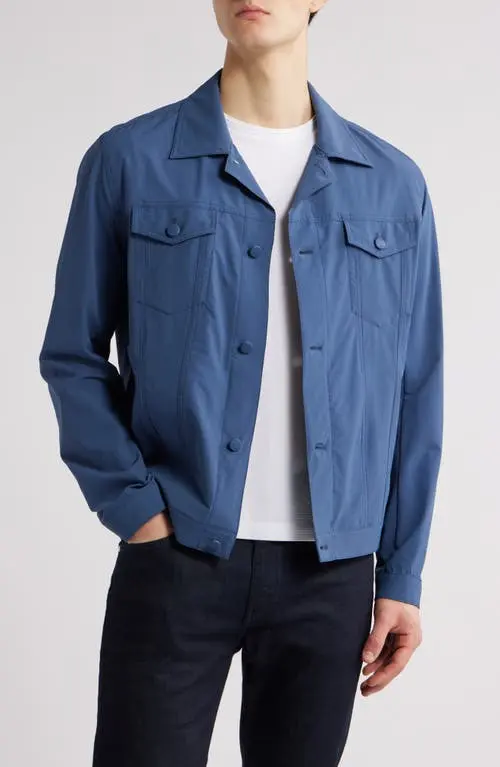 Hugo Boss Carper Stretch Nylon Snap-up Jacket - Medium Blue