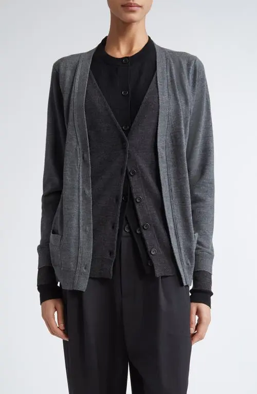 Monse Trompe L'oeil Triple Layer Cardigan - Black/ Grey