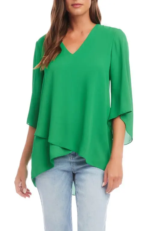 Karen Kane Crossover Hem Asymmetric Top - Grass