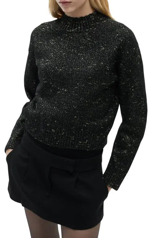 Mango Metallic Mock Neck Sweater