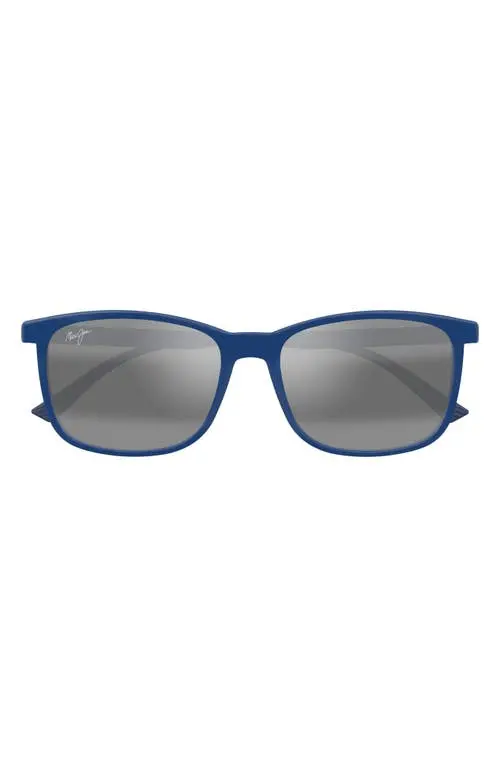 Maui Jim Hulili 57mm Polarized Rectangle Sunglasses - Matte Blue