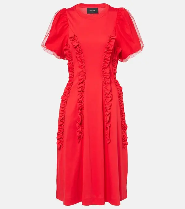 Simone Rocha Ruffled Cotton Tulle Midi Dress