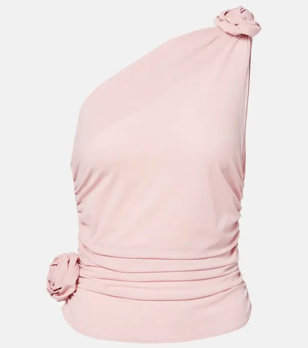 Magda Butrym Floral-appliqué One-shoulder Top - Pink