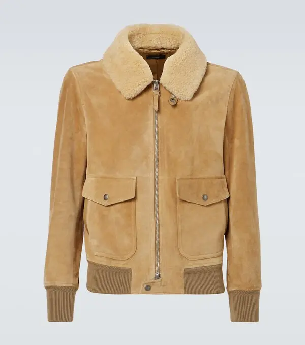 TOM FORD Shearling-trimmed Suede Blouson - Beige