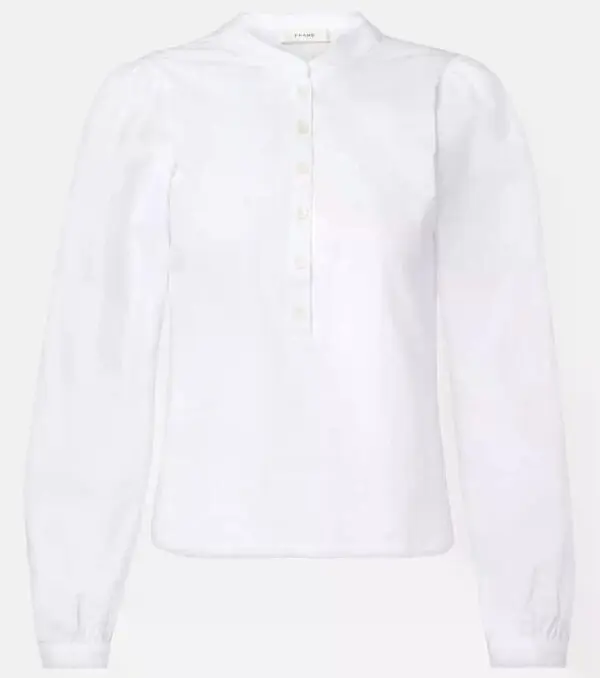 FRAME Puff-sleeve Cotton Blouse