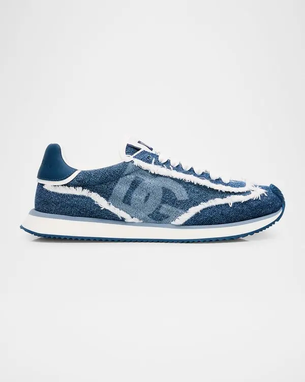 Dolce & Gabbana Distressed Denim Runner Sneakers - Blue