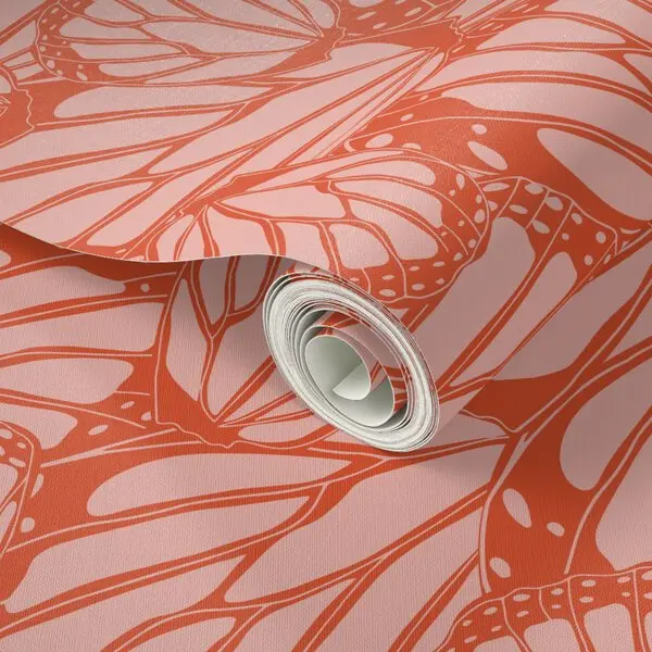 Spoonflower Animal Print Modern Abstract Insect Nature Custom Removable Wallpaper - Orange