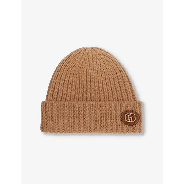Gucci Double G Ribbed Wool-blend Knitted Beanie - Camel