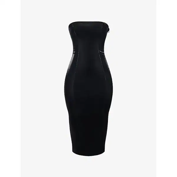 Mistress Rocks Bandeau Vinyl Midi Dress In Black - 31% Off | Editorialist