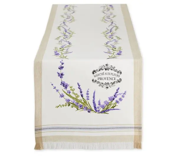 DESIGN IMPORTS Lavender Garland Embellished Tab Le Runner